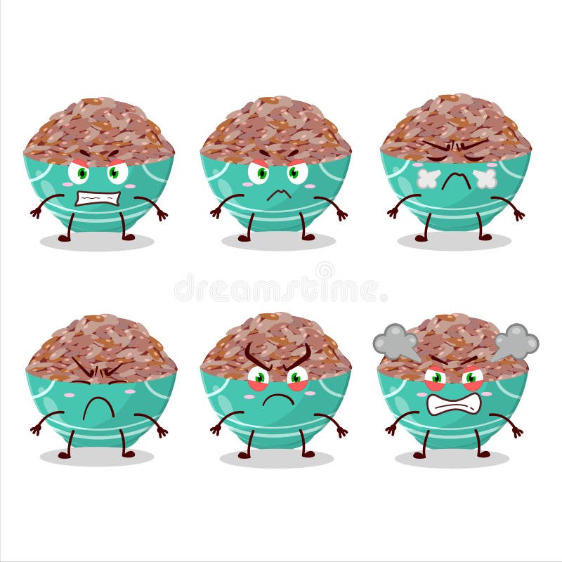 Red Cargo Rice Cartoon Character with Various Angry Expressions Stock ...