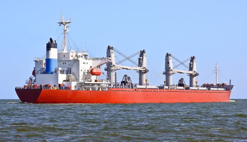 Red cargo ship stock image. Image of convoy, boat, nautical - 16200989