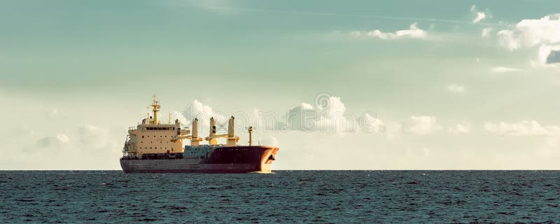 Red cargo ship stock image. Image of tanker, large, commercial - 93289385