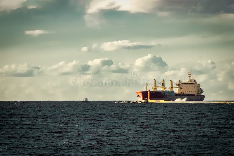 Red cargo ship stock photo. Image of ocean, industry - 88166404