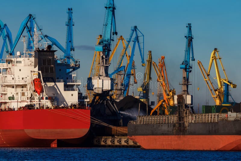 Red cargo ship stock image. Image of shipping, europe - 87547907