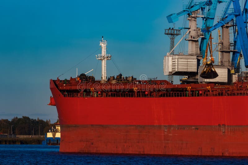 Red cargo ship stock photo. Image of station, bulk, europe - 87628640