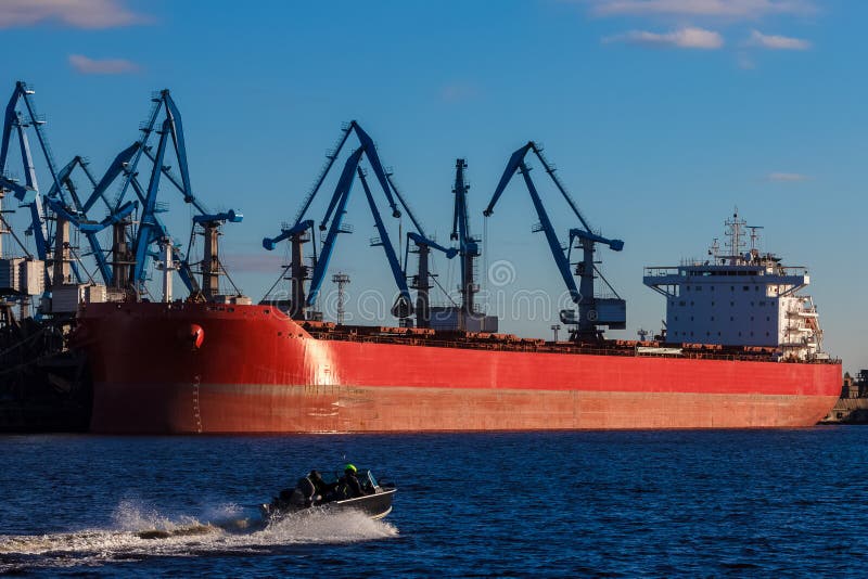 Red cargo ship stock image. Image of freight, logistic - 87628681