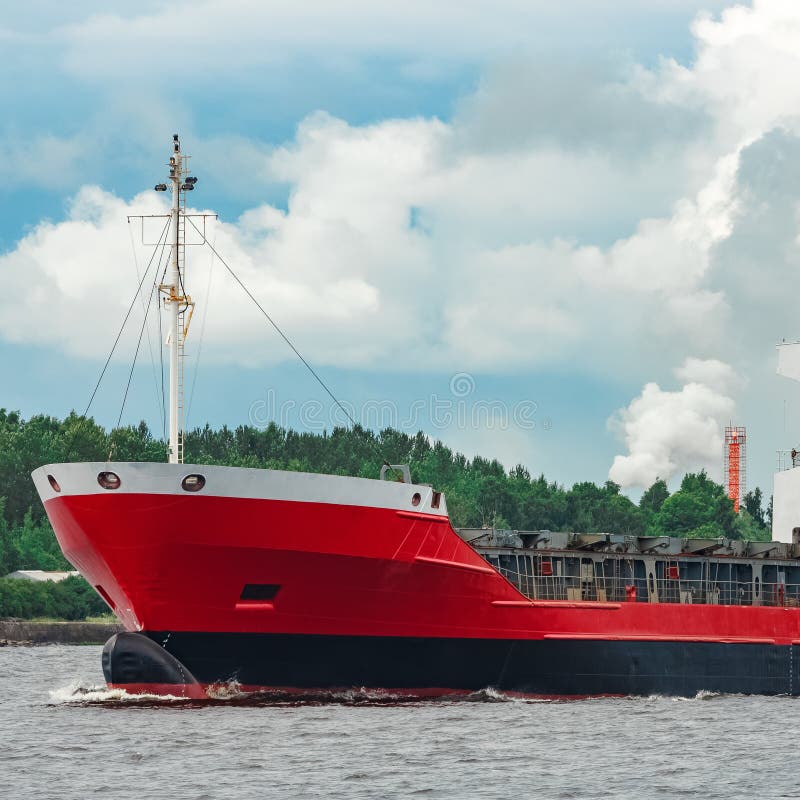 Red cargo ship stock photo. Image of large, water, export - 117739994