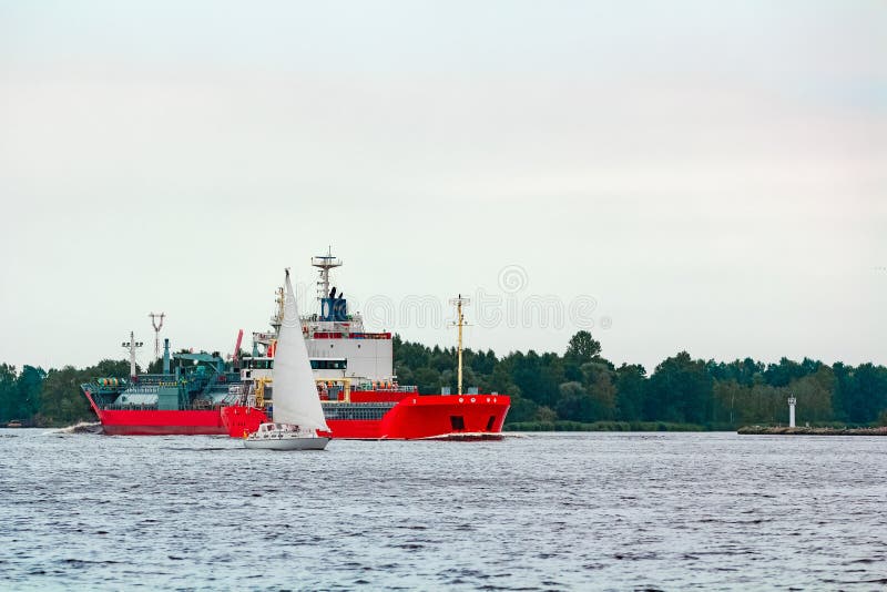 Red cargo ship at Riga stock photo. Image of commercial - 118119562
