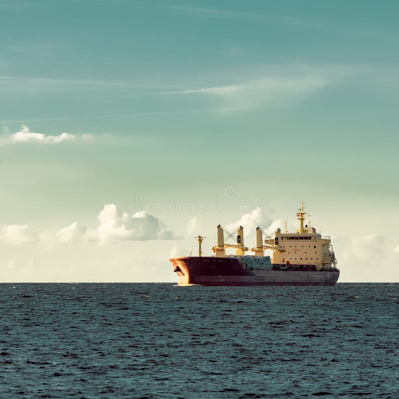 Red cargo ship stock photo. Image of nautical, logistic - 88476610