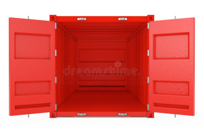 Red Cargo Shipping Container with Open Doors. 3d Rendering Stock ...