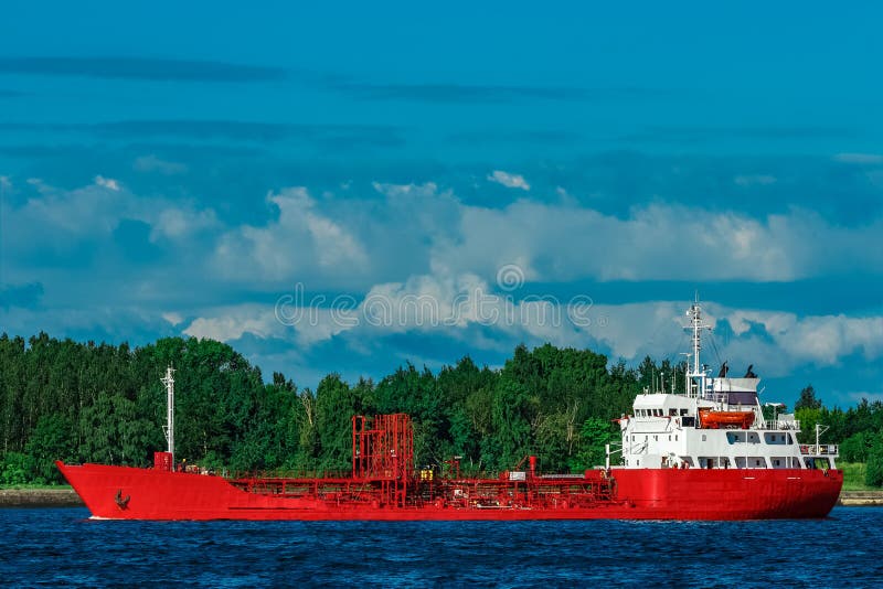 Red tanker ship stock image. Image of summer, industry - 100079337