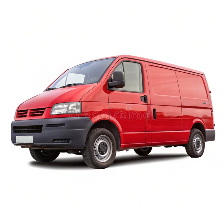 Red Cargo Van Mockup Isolated on White Background Stock Illustration ...