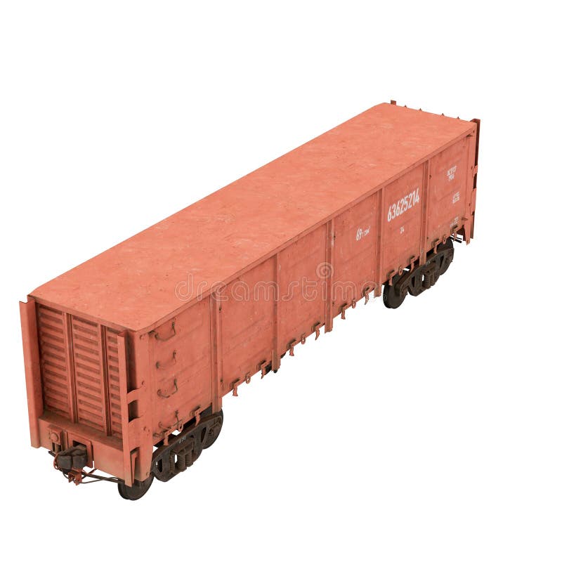 Red Cargo Wagon, 3d Rendering Stock Illustration - Illustration of ...