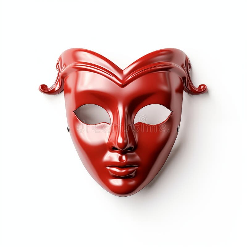 Red Carnival Mask with Smooth Glossy Finish and Artistic Design Stock ...