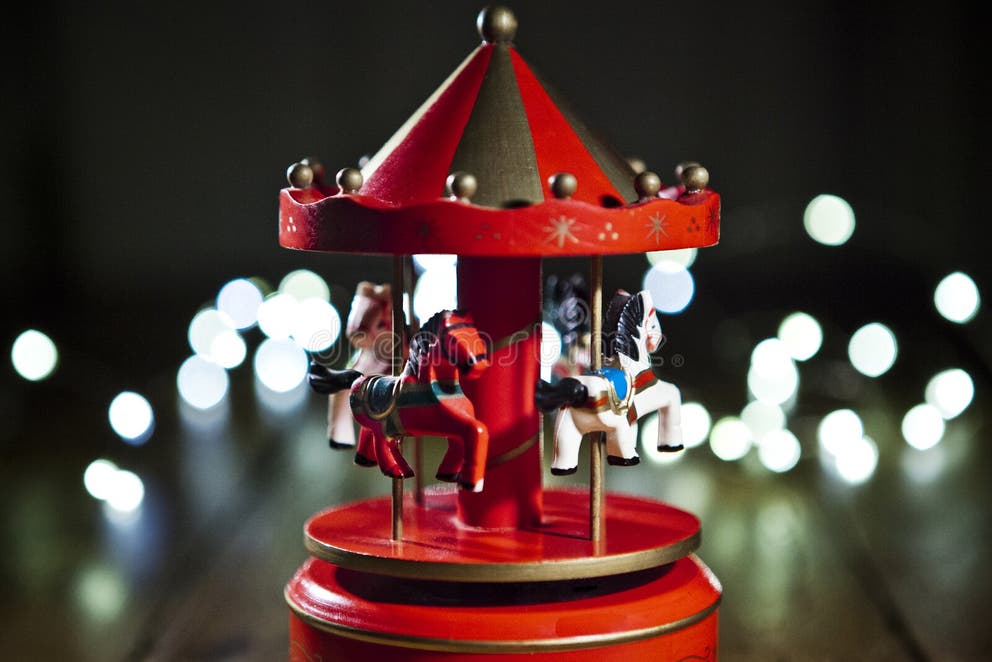 Red carousel toy stock image. Image of horse, lights - 85543197