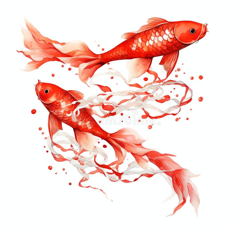 Red Carp Streamers Chinese New Year Stock Illustration - Illustration ...