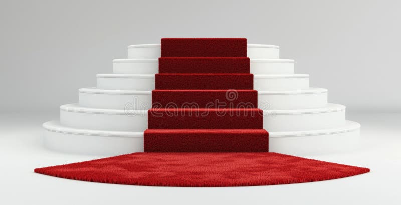Red Carpet with Abstract Geometric White Background - 3D Illustration ...