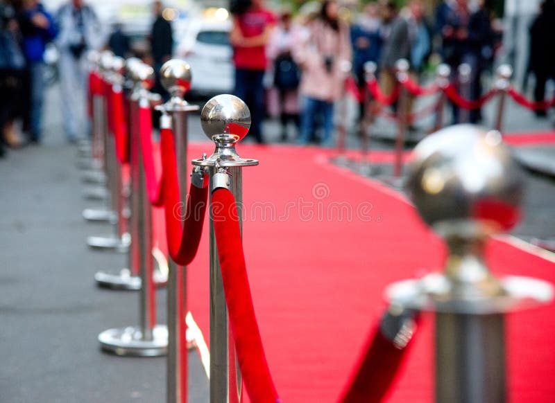 Red Carpet and Barrier on Entrance Stock Image - Image of anniversary ...