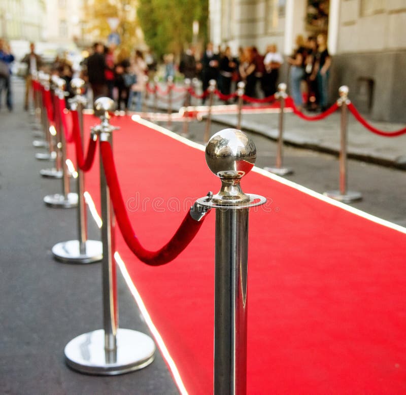 Red Carpet and Barrier on Entrance Stock Image - Image of line, carpet ...