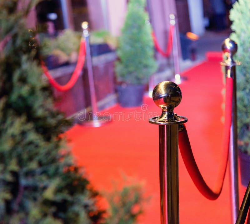 Red Carpet and Barrier on Entrance Stock Image - Image of line, carpet ...