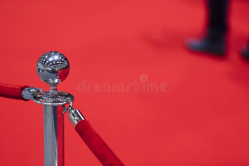 Red Carpet Barrier Rope. VIP Private Entrance Stock Image - Image of ...