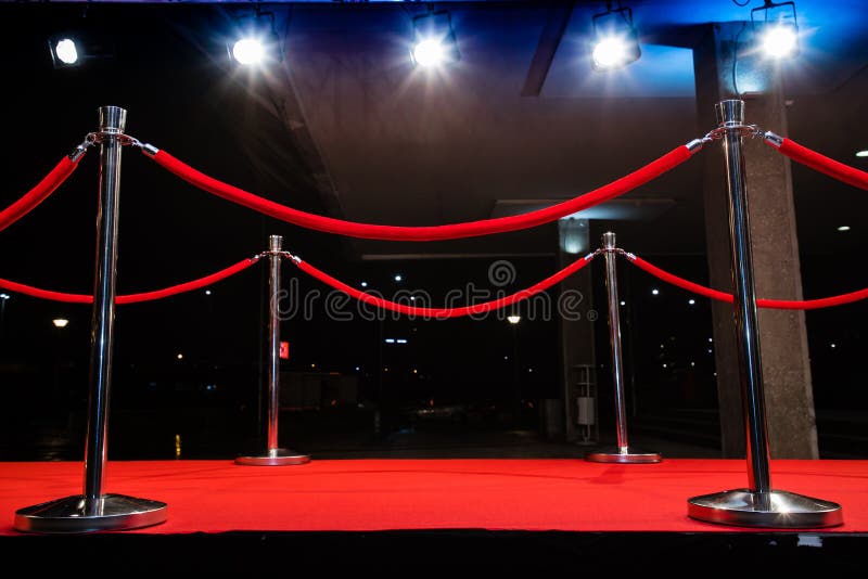 Red carpet with barriers stock image. Image of cinema - 174443229