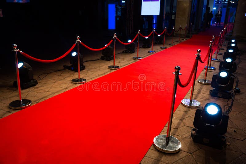 Red Carpet with Barriers and Red Ropes Stock Photo - Image of star ...