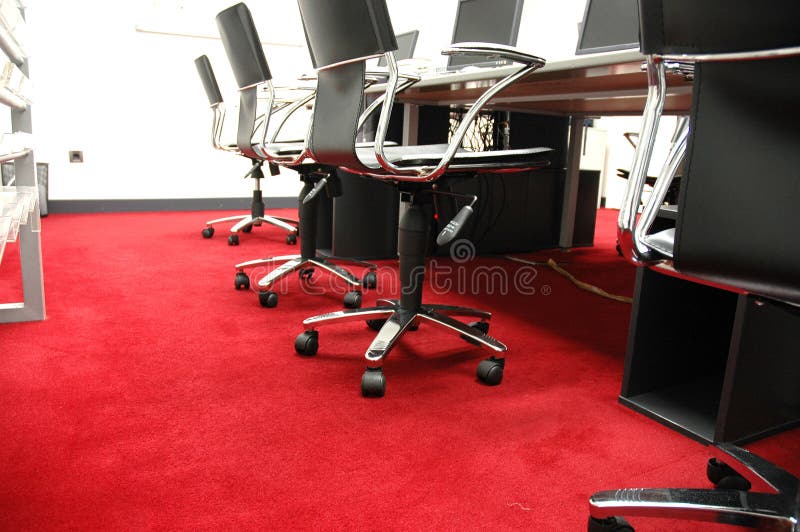 Red Carpet in Computer Room Stock Image - Image of internet, screens ...