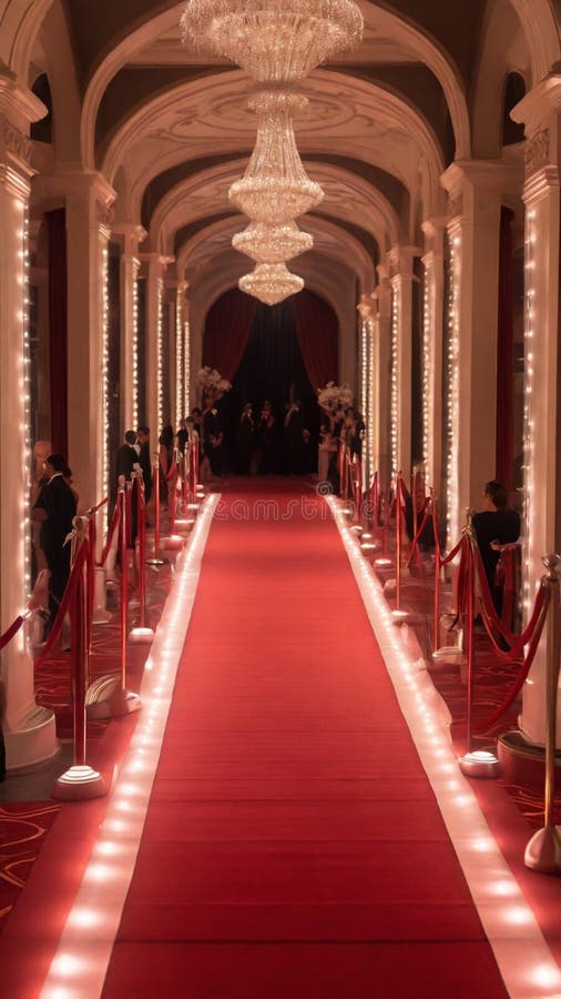 Red Carpet Entrance with Dramatic Volume Lighting – Elegant Event Decor ...