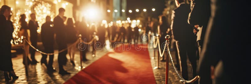 Red Carpet Event with Lights and Crowd in the Background Stock Image ...