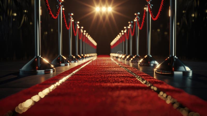 A Red Carpet with Red and Gold Accents Stock Photo - Image of barrier ...