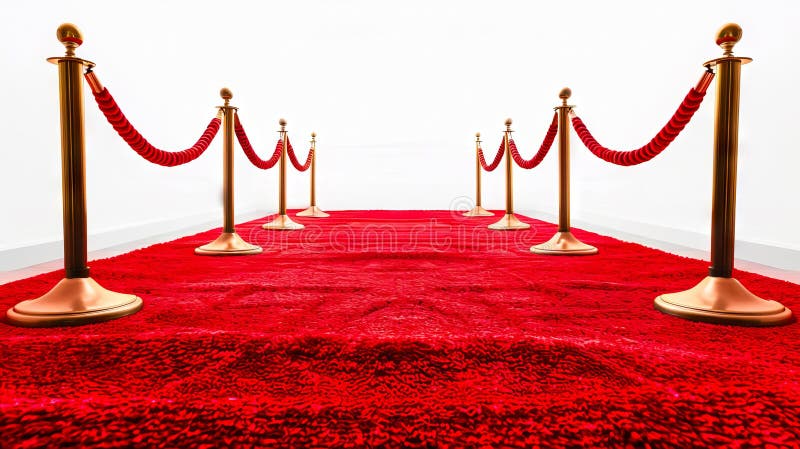 Red Carpet with Gold Posts and Ropes Stock Image - Image of rope ...