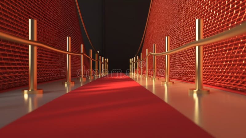 Red Carpet and Golden Barrier Stock Illustration - Illustration of ...