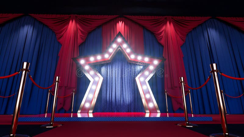 Red Carpet and Golden Barriers with Award Stage. Stock Photo - Image of ...