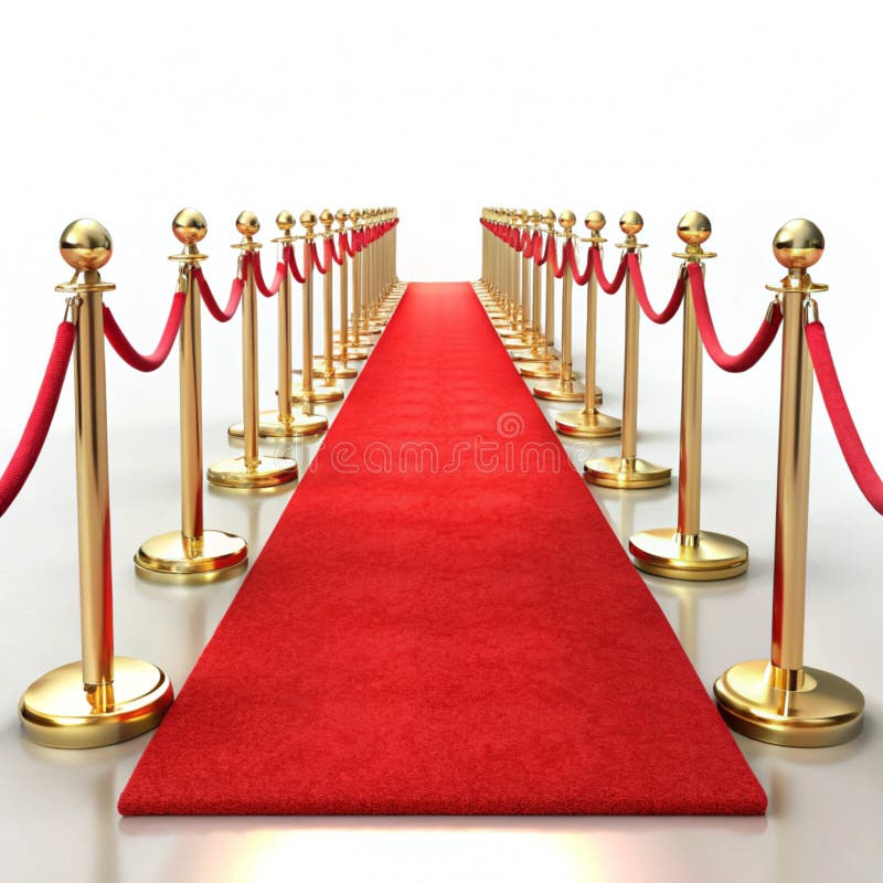 Red Carpet and Golden Barriers Isolated Stock Illustration ...