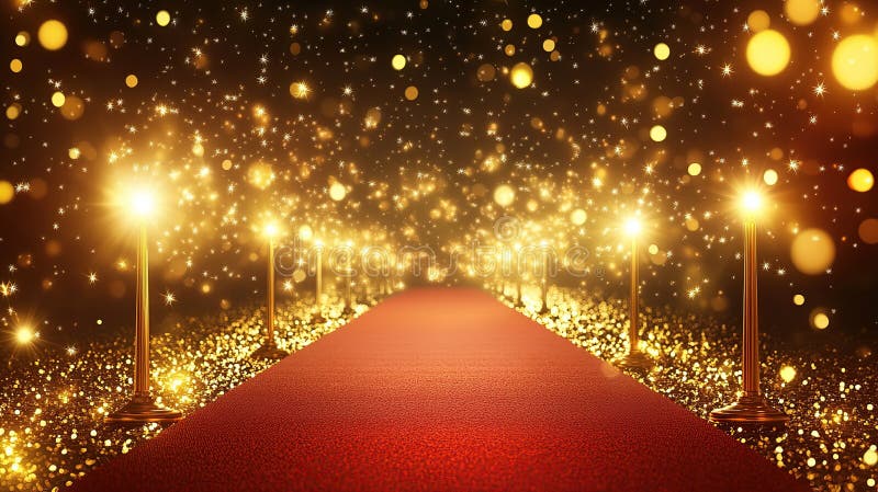 Red Carpet, Golden Lights, Awards Ceremony, Glittering Background ...