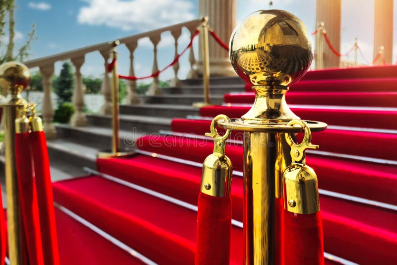 The Red Carpet on the Grand Staircase for VIPs with a Red Ribbon ...