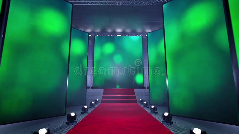 Red Carpet with Green Screen Leading To an Emty Stage, Event Concept ...