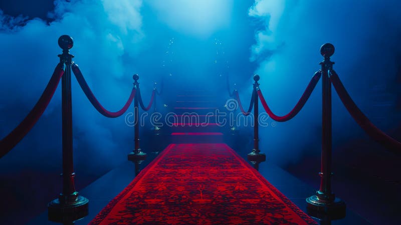 A Red Carpet Leading into a Dark Room with Smoke Stock Image - Image of ...