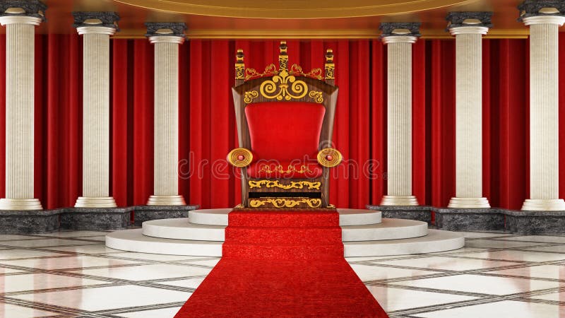 Red Carpet Leading To the Luxurious Throne. 3D Illustration Stock ...
