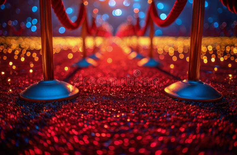 Red Carpet and Red Lights Background Stock Image - Image of prestigious ...