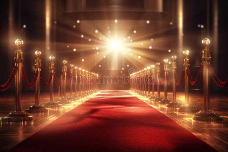 Red Carpet with Lights in the Spotlight Stock Photo - Image of ...