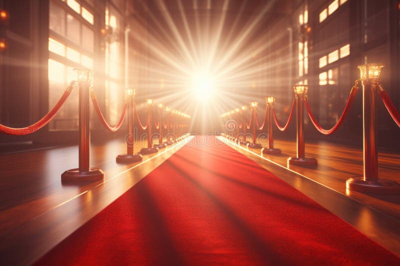 Red Carpet with Lights in the Spotlight Stock Image - Image of light ...