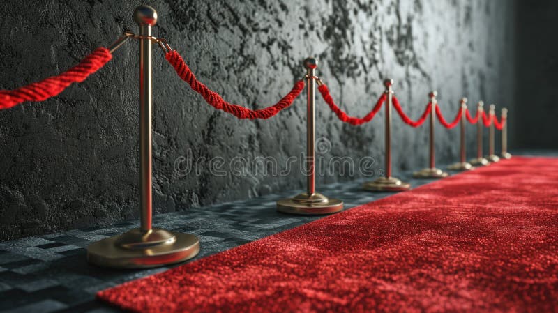 Red Carpet with a Line of Red Barriers Stock Photo - Image of entrance ...