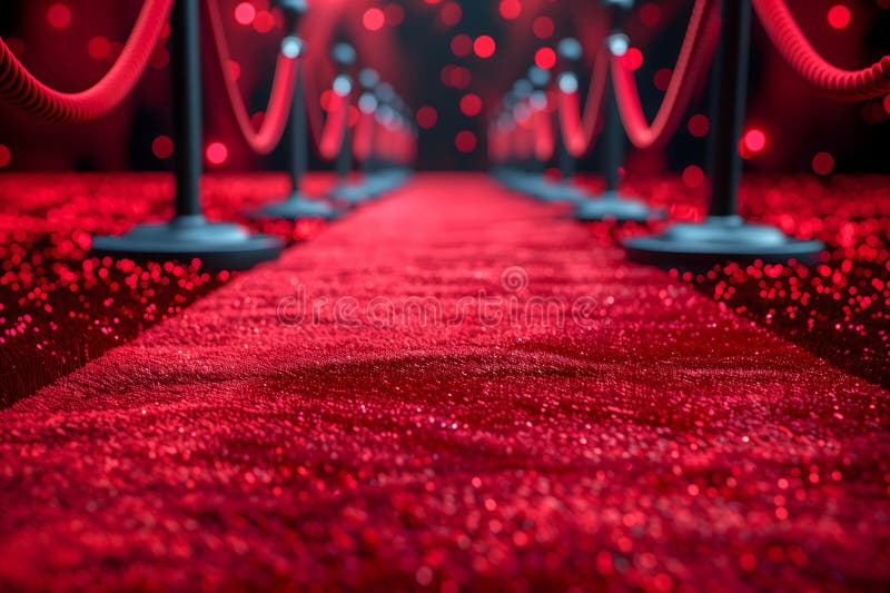 Red Carpet with Ropes and Lights Generative AI Stock Illustration ...