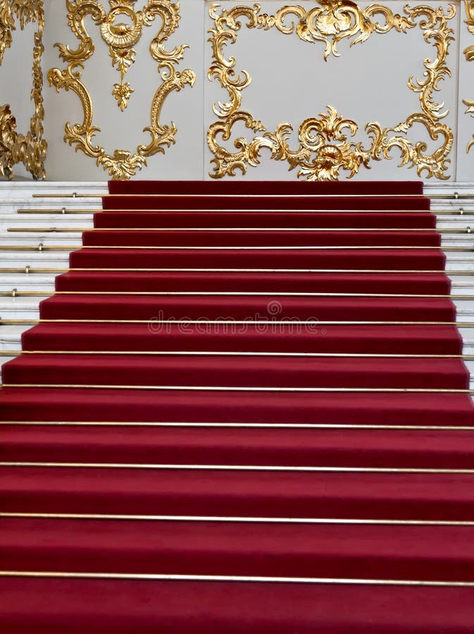 Red Carpet on the Marble Staircase Stock Photo - Image of interior ...