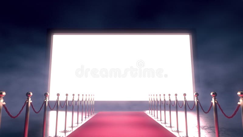 Red Carpet Push in Camera Movement on Big White Screen on a Red Carpet ...