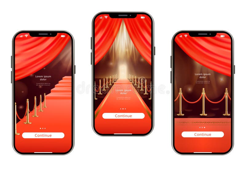 Red Carpet Realistic 3d App Design Stock Illustration - Illustration of ...