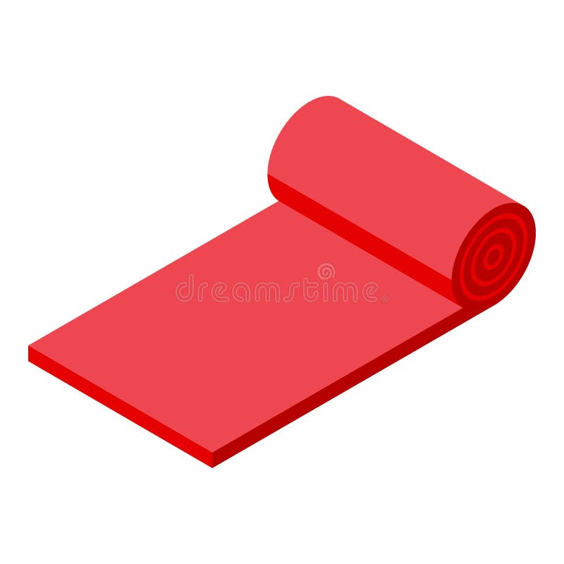 Red Carpet Rolling Out from a Roll Isometric View Stock Illustration ...