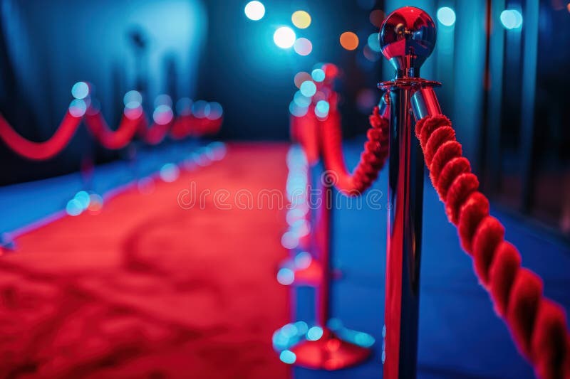 Red Carpet with Red Rope Barrier in a Row. VIP Event Stock Illustration ...