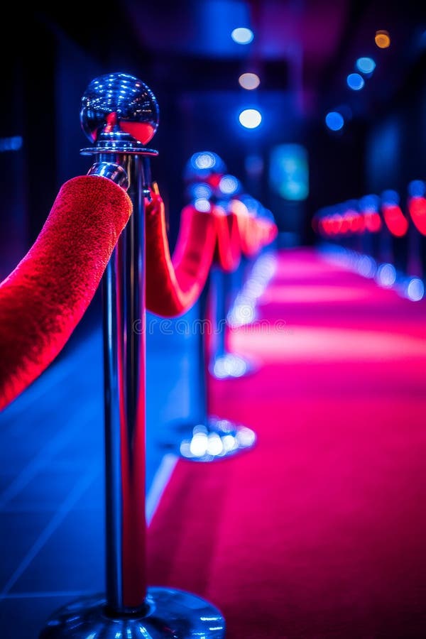 The Red Carpet with the Red Rope Barrier in a Row. a VIP Event Stock ...