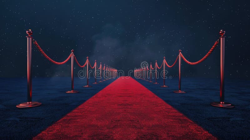 A Red Carpet with Roped Posts and a Red Carpet, Ideal for Events and ...