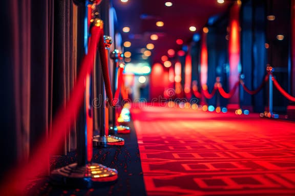 Red Carpet with Red Ropes on it Stock Photo - Image of building, design ...